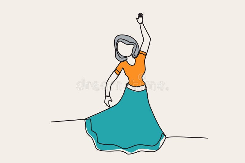 Colorful Illustration of a Young Woman Dancing Beautifully Stock Vector ...