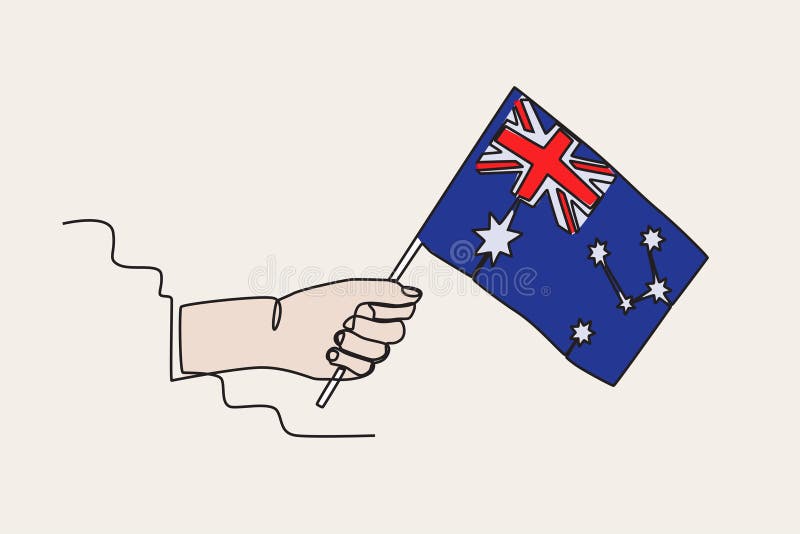 Color Illustration of a Hand Holding the Australian Flag Stock Vector ...