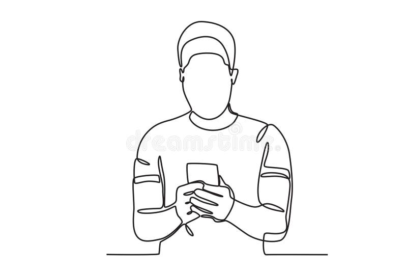 A Man Addicted To Technology Stock Vector - Illustration of ...