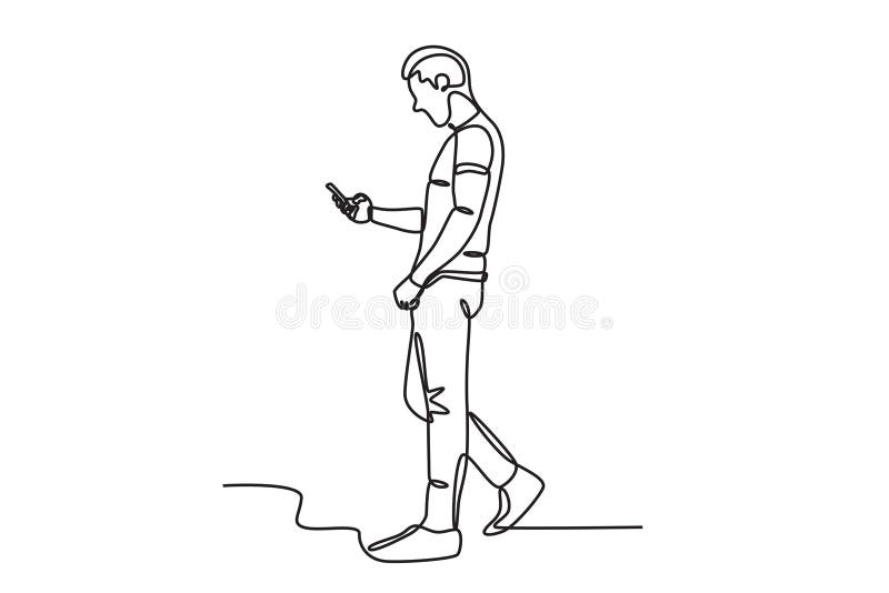 Side View of a Man Using a Cellphone Stock Vector - Illustration of ...