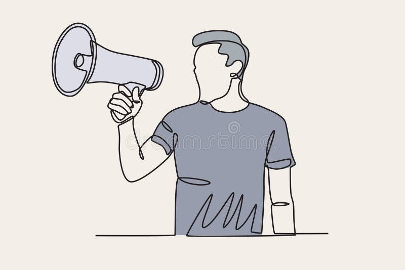 Color Illustration of a Man Speaking Up Emphatically Stock Vector ...