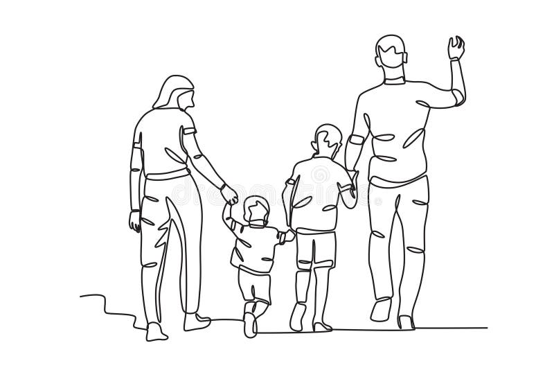 The Parents and Their Two Sons Were Playing Stock Vector - Illustration ...