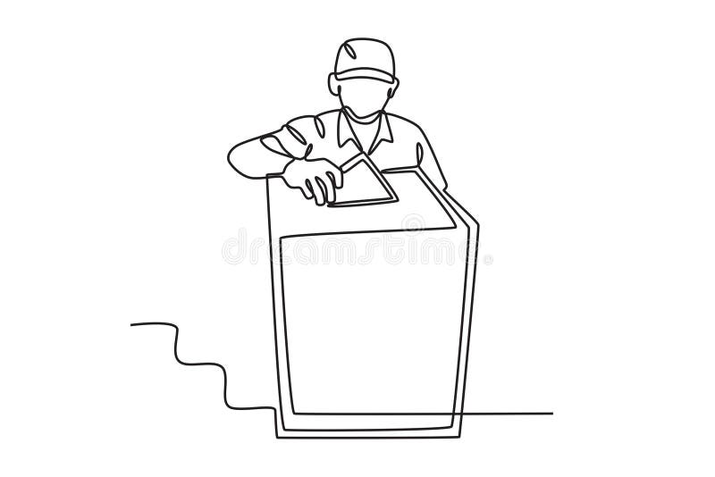 A Man Puts a Letter into the Ballot Box Stock Vector - Illustration of ...
