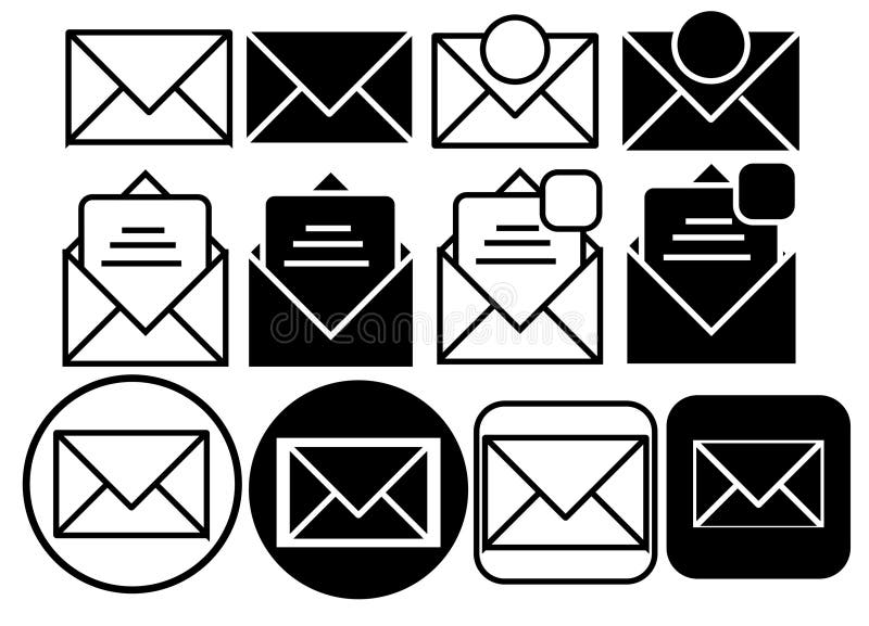 Message icon set, icon set stock vector. Illustration of silhouette ...