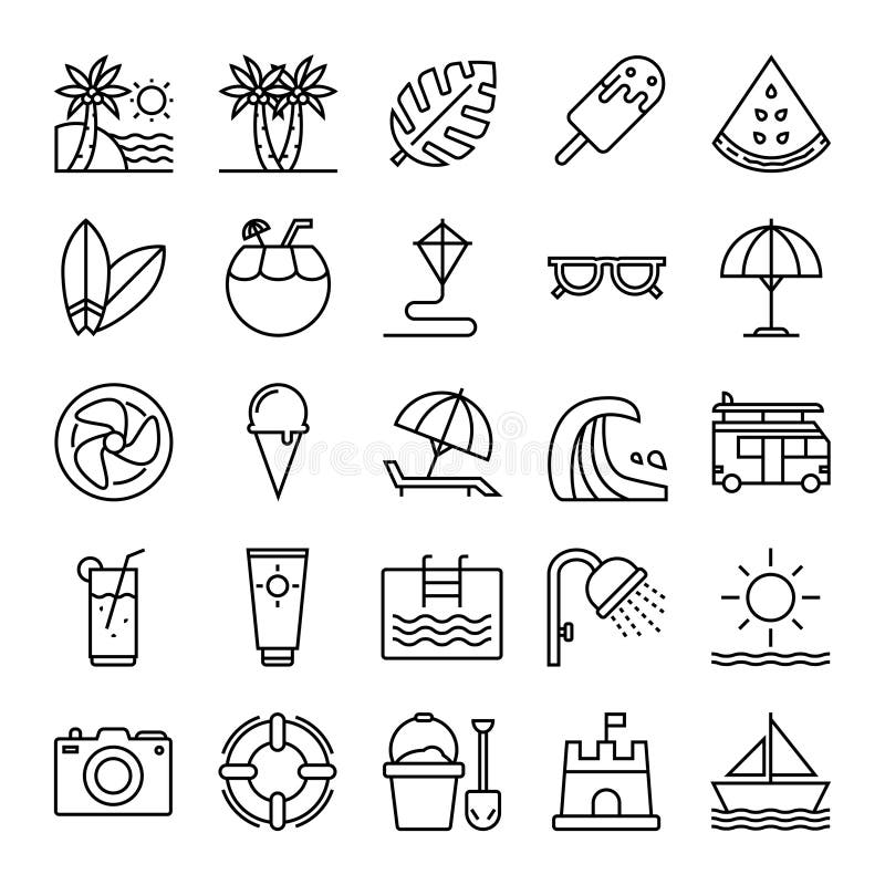 Summer Outline Icon stock vector. Illustration of vacation - 328320090