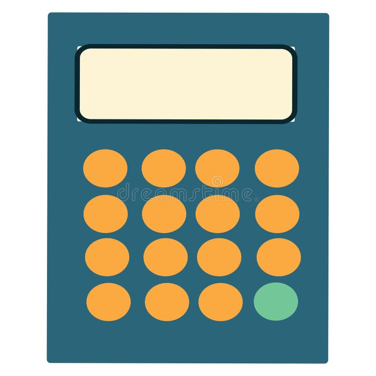2D Illustration of Blue Calculator with Orange Buttons Stock ...