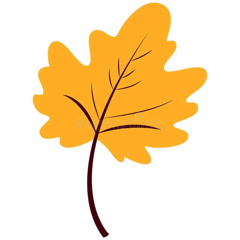 2D Illustration of Bent Golden Leaf with Long Red Stem Stock Image ...