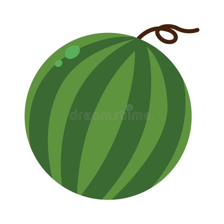 2D Illustration of Whole Green Watermelon Fruit Stock Illustration ...