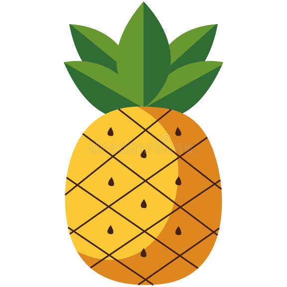 2D Illustration of Full Pineapple with Crown Stock Illustration ...