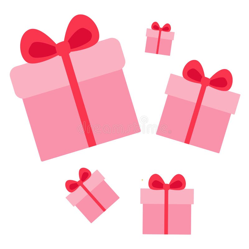 2D Illustration of Multiple Gift Boxes in Pink Tones Stock Illustration ...