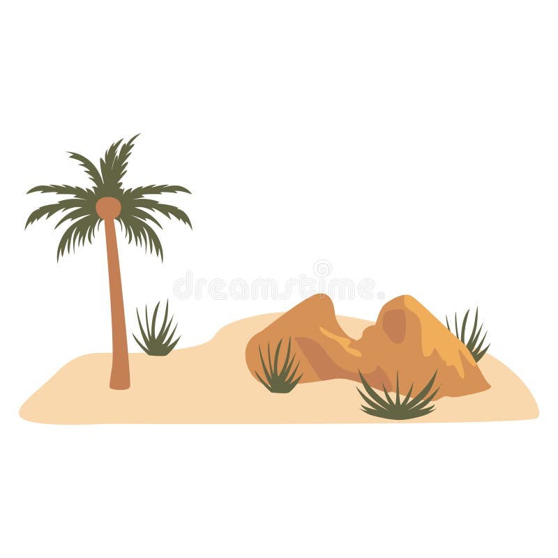 2D Palm Cluster and Sand Rocks Stock Illustration - Illustration of ...