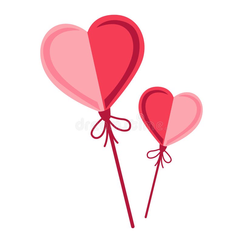 2d Illustration of Double Heart Balloons Stock Illustration ...