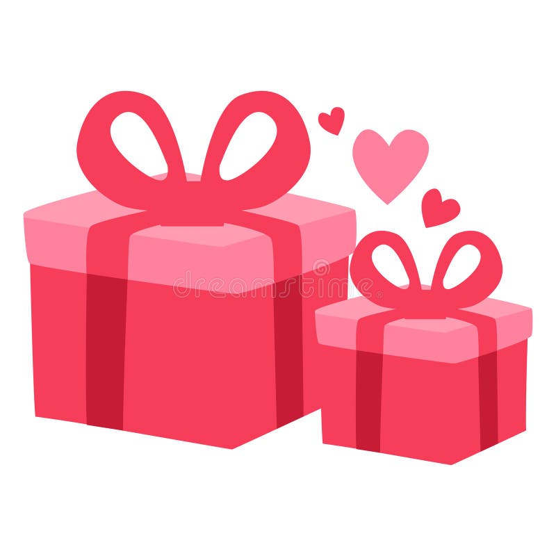 2D Illustration of Three Valentine Gift Boxes with Floating Hearts ...