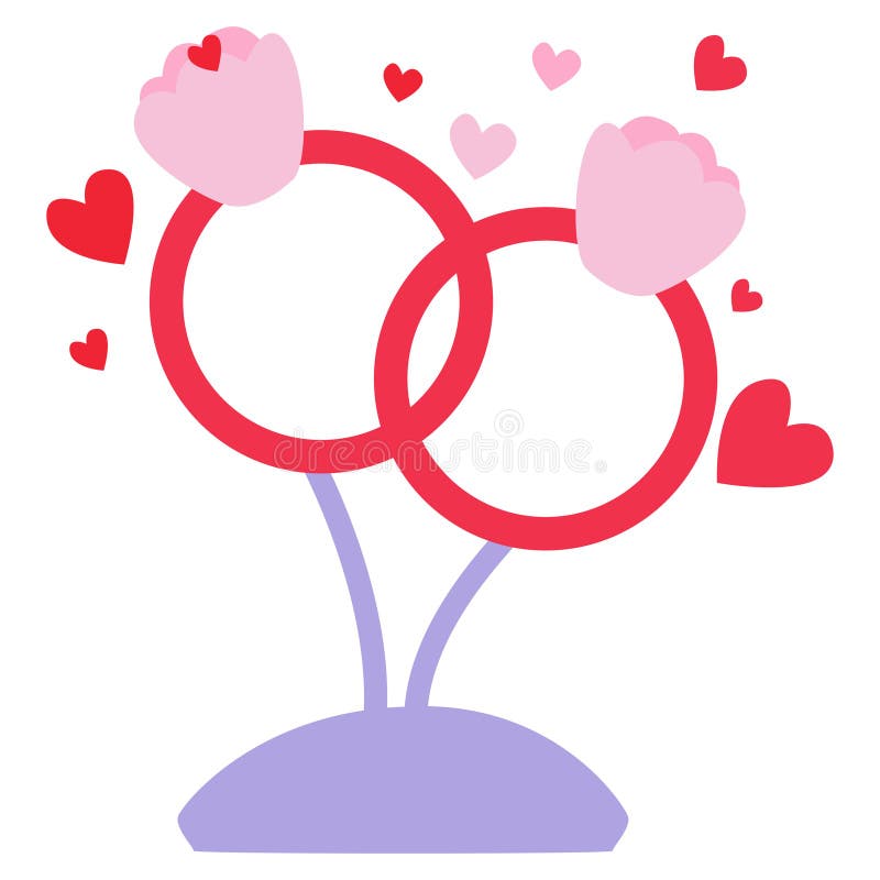 2D Illustration of Wedding Rings with Hearts Stock Illustration ...