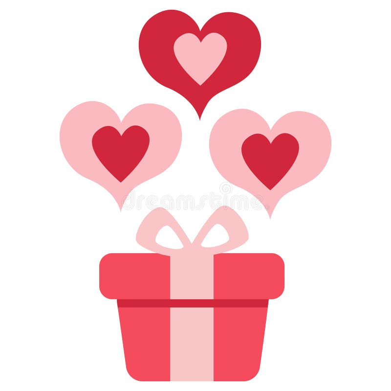 2D Illustration of Gift Box with Hearts Stock Illustration ...