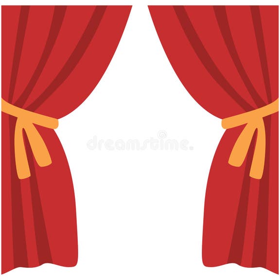 2d Illustration of Open Pink Curtains with Bow Tiebacks Stock ...