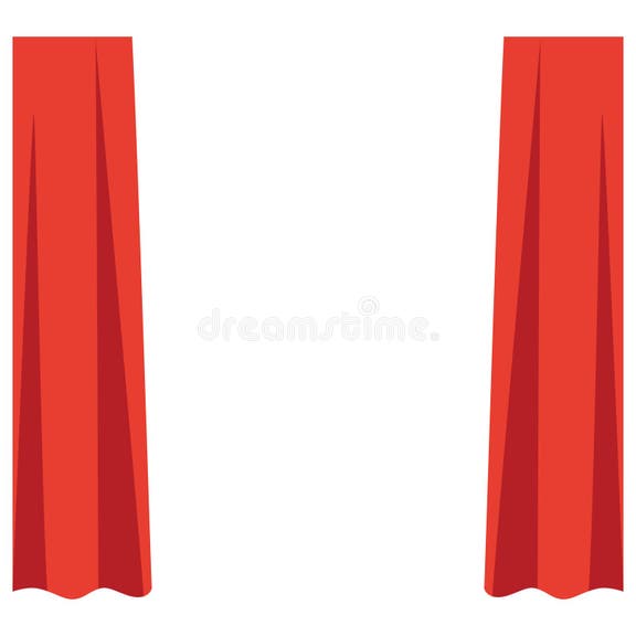 2d Illustration of Pair of Red Curtain Panels with Simple Classic Style ...