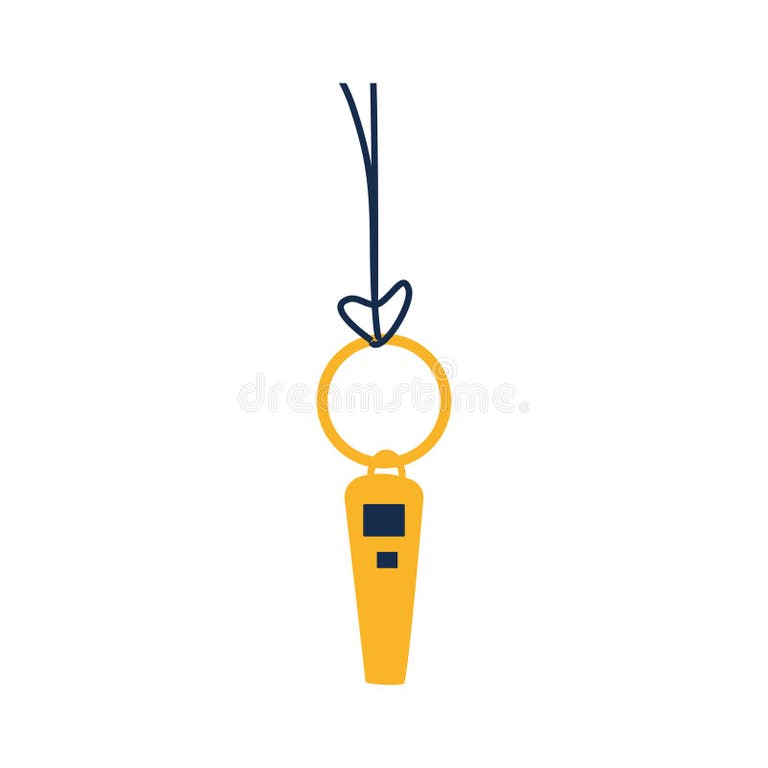 2D Illustration of Hanging Golden Whistle on String Stock Image ...