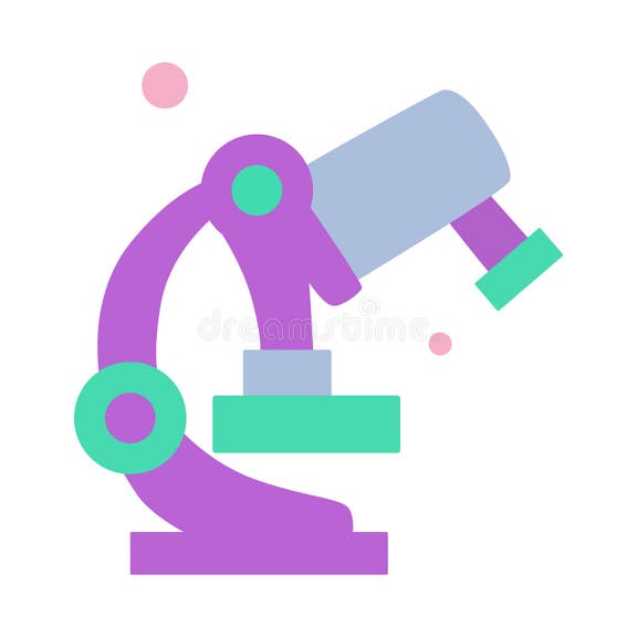 2D Illustration of Modern Purple Microscope in Flat Cute Style Stock ...