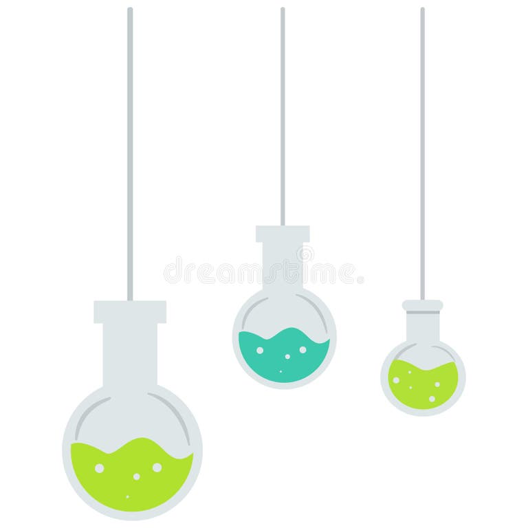 2D Illustration of Three Science Flasks with Colorful Liquids Stock ...