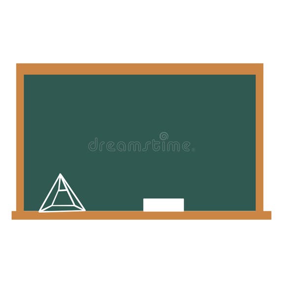 2D Illustration of Green Chalkboard with Triangle and Eraser Stock ...