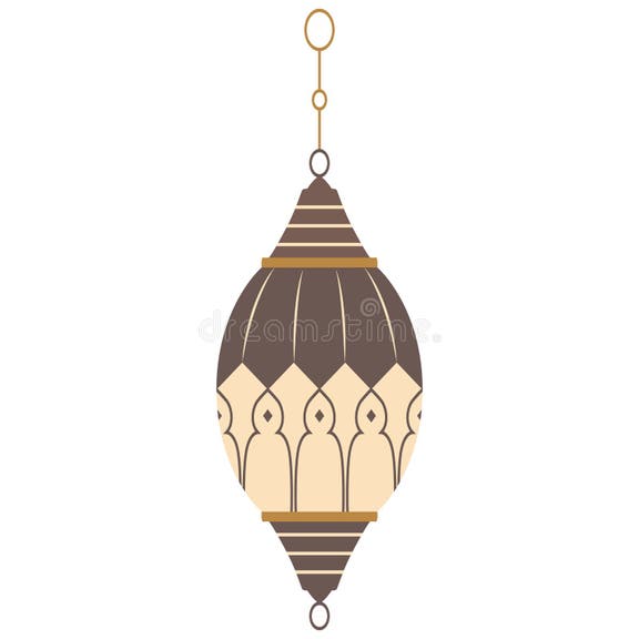 2d Illustration of Arabic Hanging Lantern with Patterned Gold and Brown ...