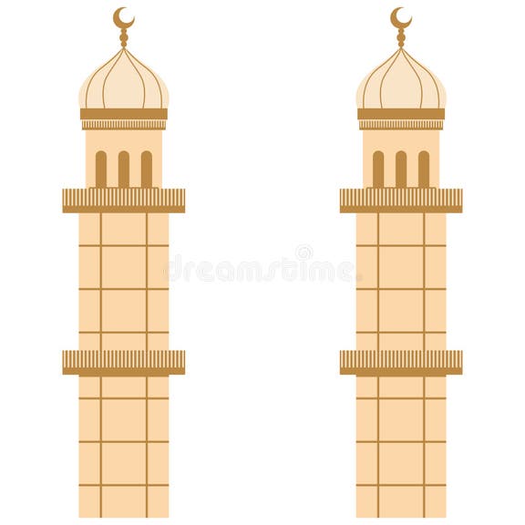 2d Illustration of Beige Twin Minaret Towers with Simple Design and ...