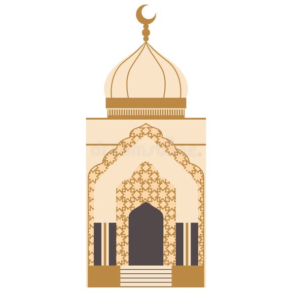 2d Illustration of Small Mosque Dome with Entrance Stock Illustration ...