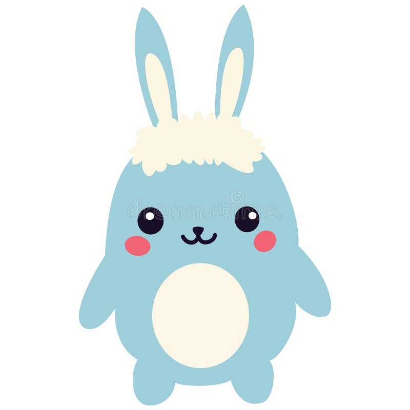 2d Illustration Cute Blue Bunny with Long Ears Stock Illustration ...