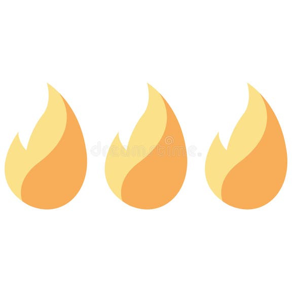 2d Illustration of Three Small Fire Flames in Pastel Style, Flat Design ...
