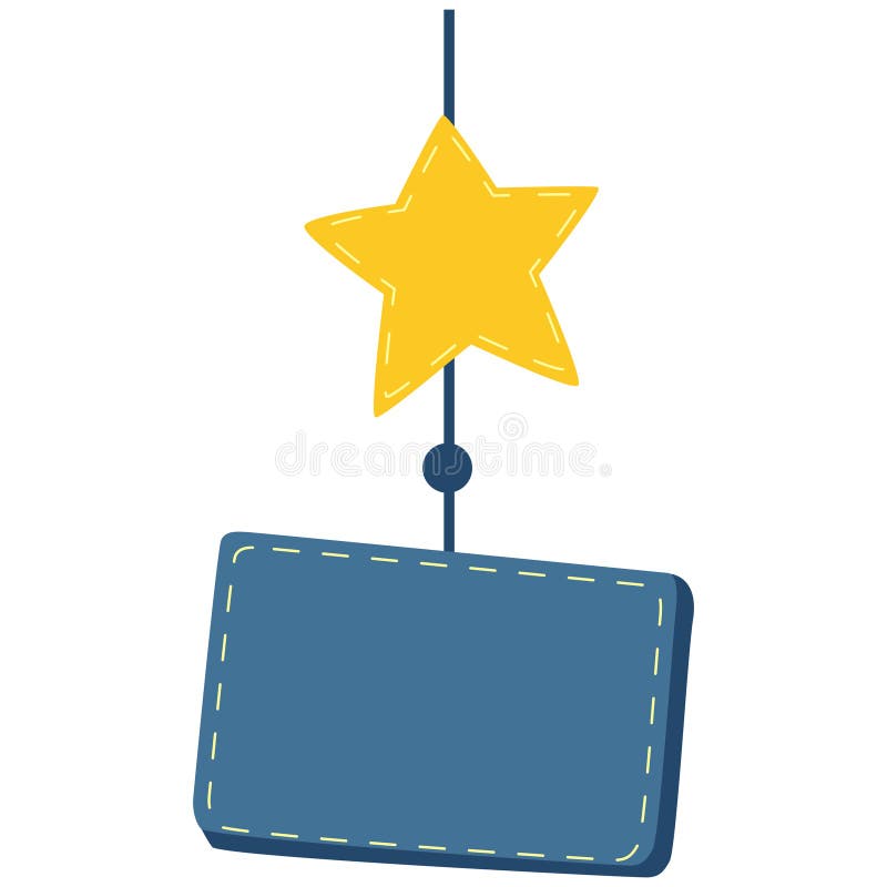 2d Illustration Hanging Yellow Star with Cute String Stock Illustration ...