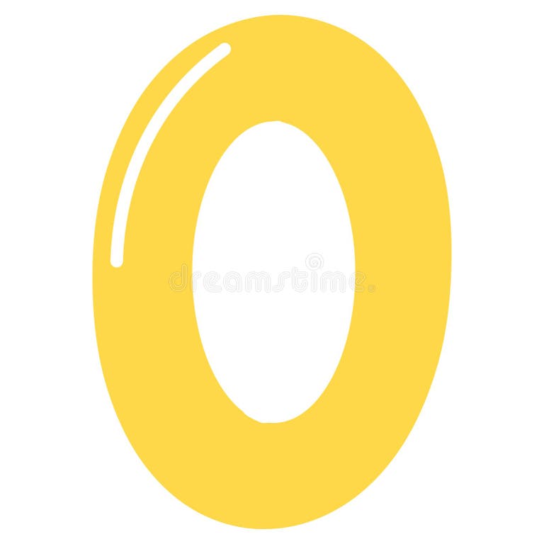 2d Illustration Yellow Number Zero Cartoon Style Stock Illustration ...