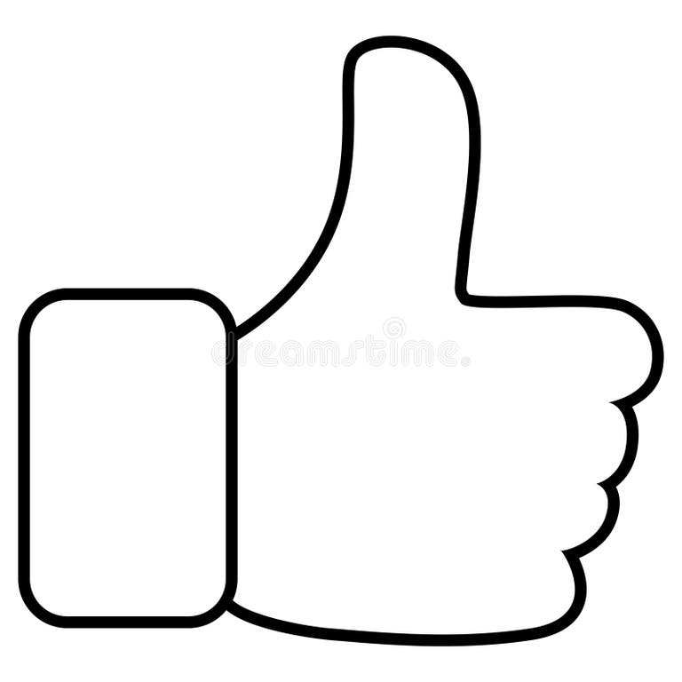 2d Illustration Black Outline Thumbs Up Simple Hand Icon Stock ...