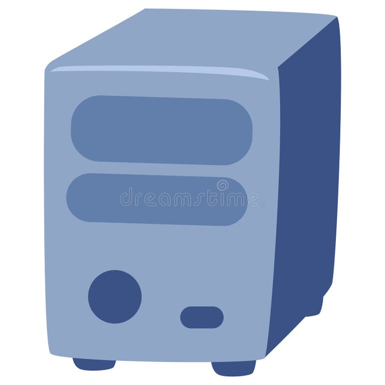 2d Illustration Cpu Tower Computer in Pastel Gray Color Stock ...