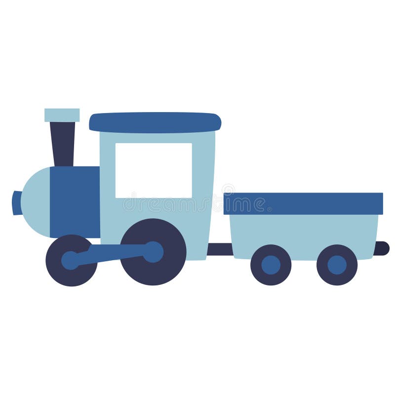 2d Illustration of Blue Locomotive Train Side View Stock Image - Illustration of locomotive ...