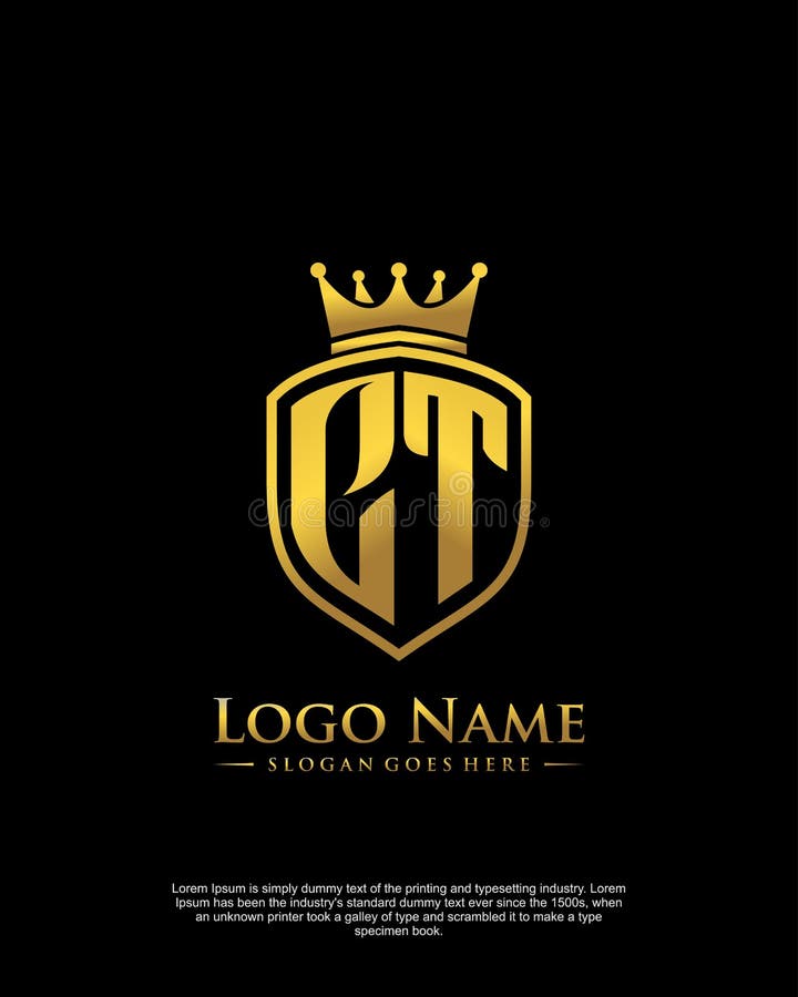 Initial CT Letter with Shield Style Logo Template Vector Stock Vector ...