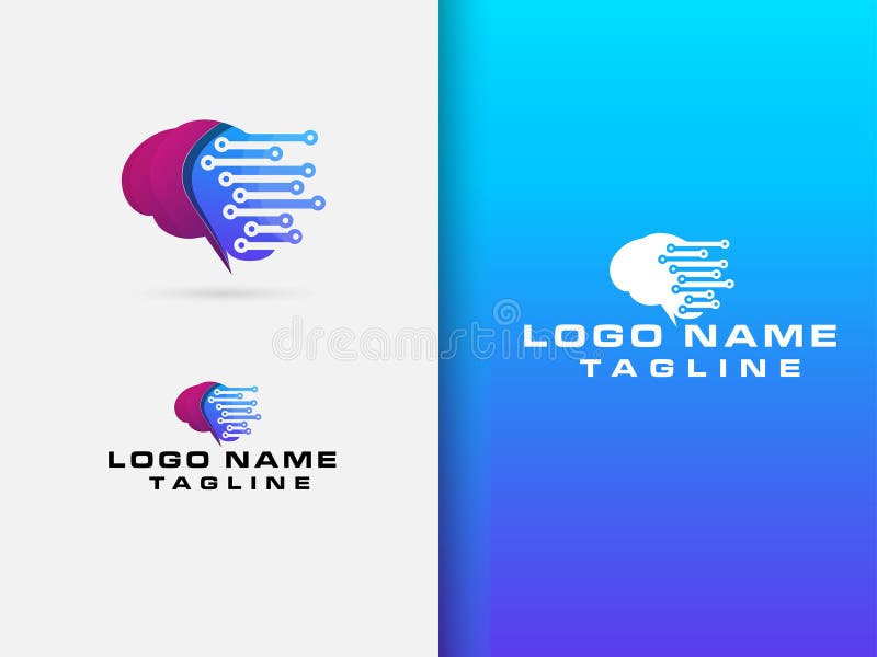 Technology Mind Logo Design. Business. Tech Brain Logo. Creative Design ...