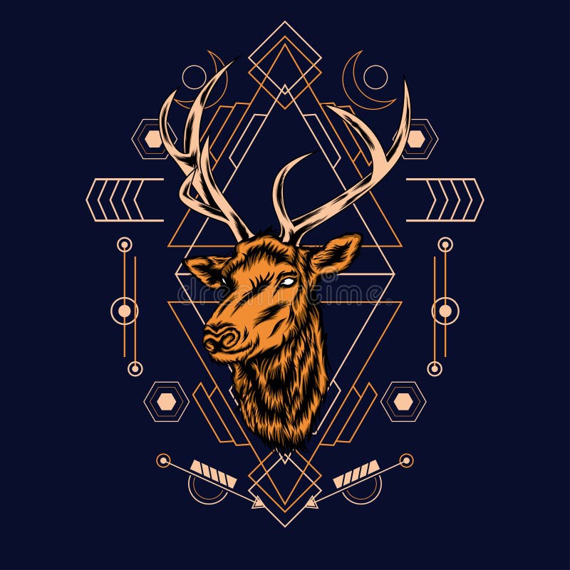 Deer Geometry Modern Pattern Classic Stock Illustration - Illustration ...