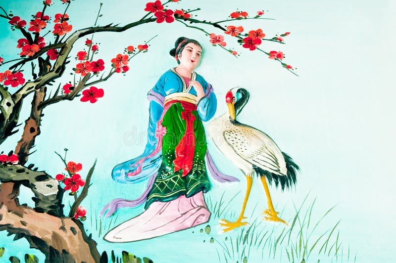 Arte chinesa na parede foto de stock. Imagem de artesanal - 26641146