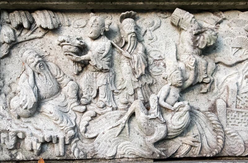 Arte Chino Del Estuco En Una Pared Foto de archivo - Imagen de ...