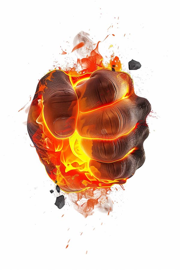 A Human Fire Fist Raised in Victory Arte Com IA Stock Illustration ...