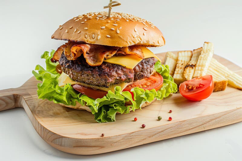 A Monumental Artisan Burger, Piled High on a Soft, Golden Bun. Arte Com ...