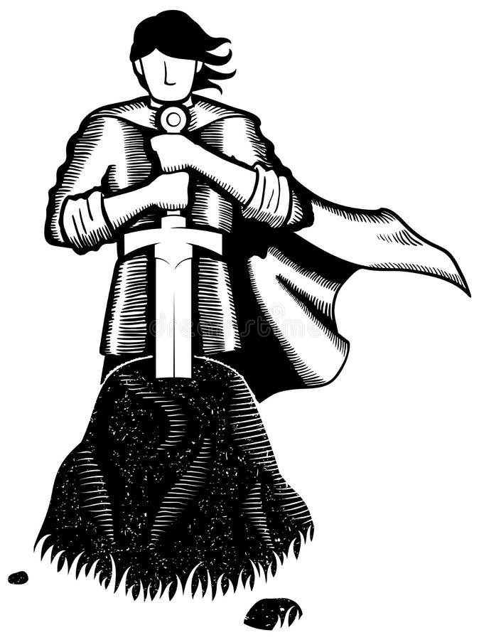 Arte De Linha Do Rei Arthur Ilustração do Vetor - Ilustração de preto ...