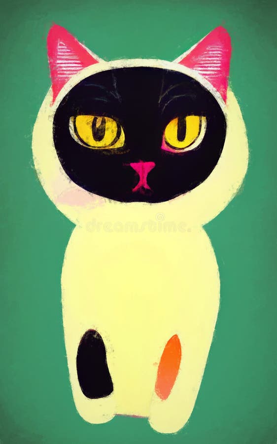 Arte Digital Abstrata De Gato Estilizado Ilustração Stock Ilustração