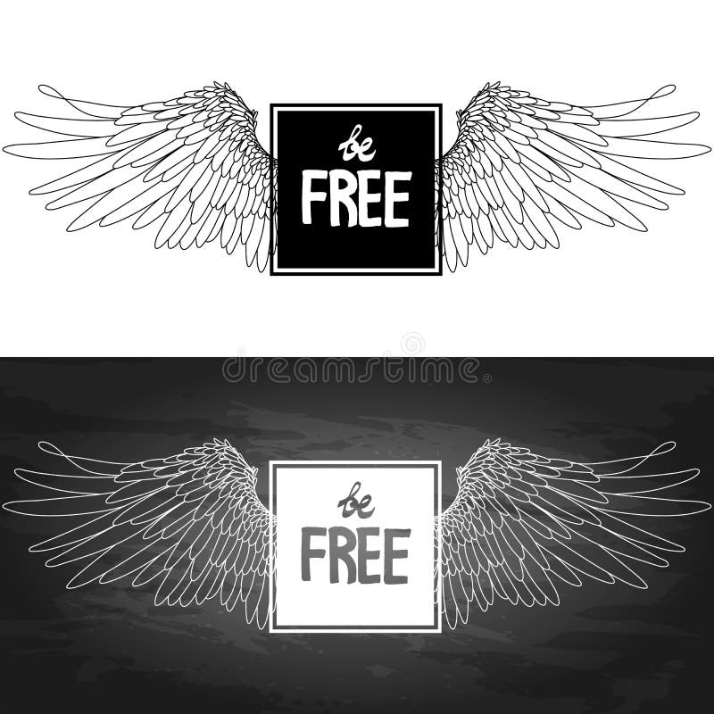 Arte Do Conceito Com Slogan E Asas Ilustração do Vetor - Ilustração de ...