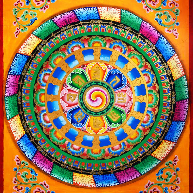 Arte Tibetana Da Pintura Mural Imagem de Stock - Imagem de tradicional ...