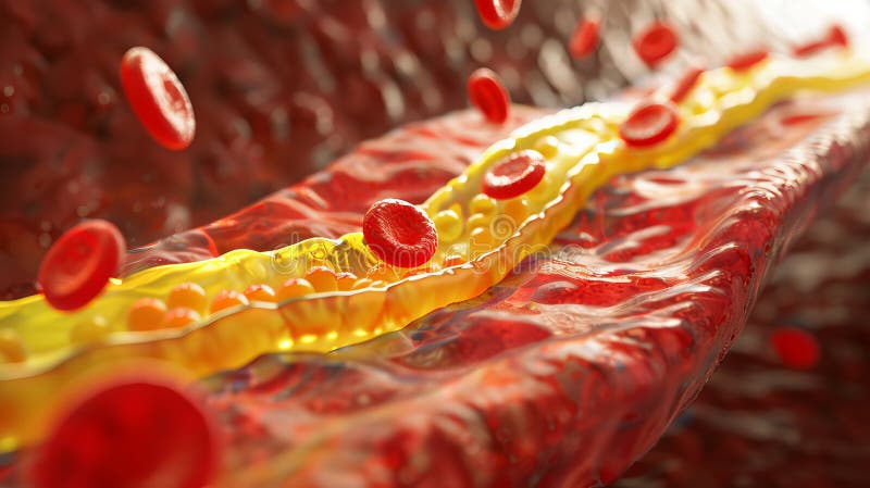 Arterial Plaque Formation Shown in High Resolution. Cholesterol ...
