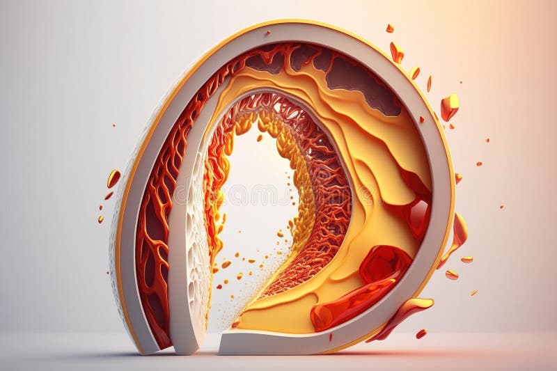Artery with Platelets and Cholesterol Plaque. Generative AI Stock ...