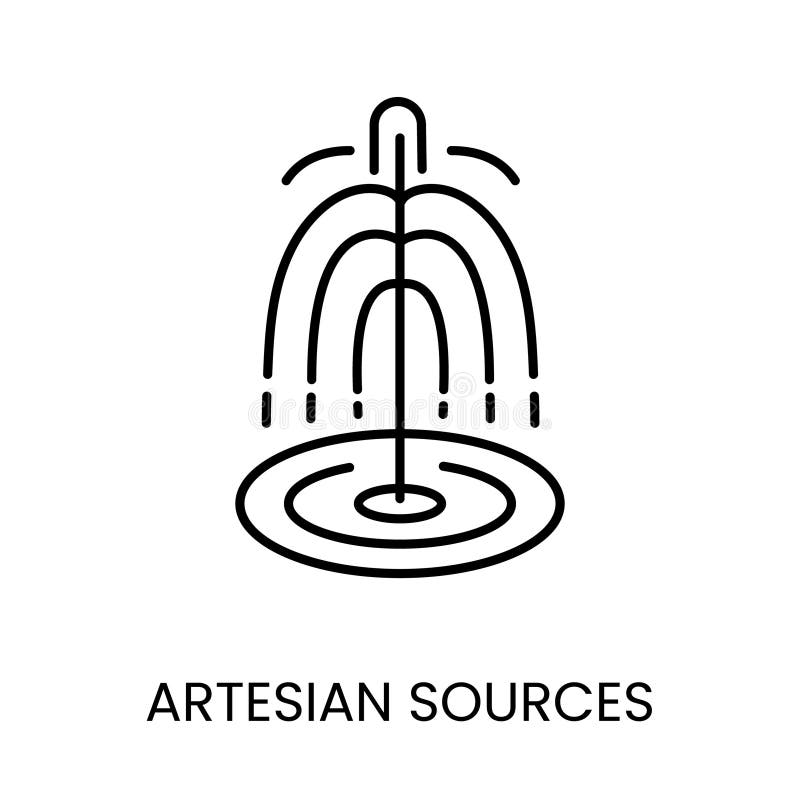 Artesian Water Springs Line Vector Icon for Water Packaging with ...