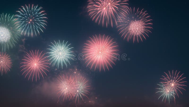 An Artful Depiction of an Expressive Fireworks Display in the Night Sky ...